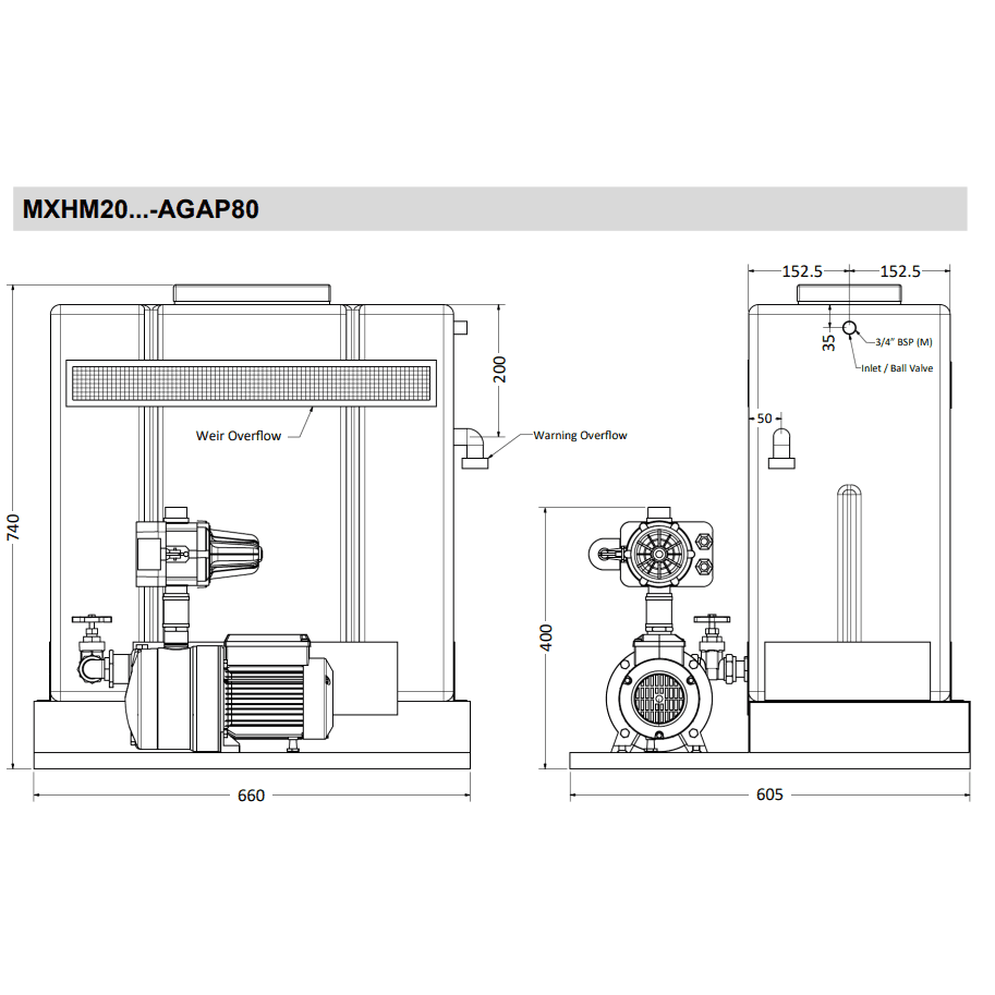 Calpeda MXHM 205/A AGAP 80 Cat 5 Single Pump Booster Set | Complete Pump Supplies