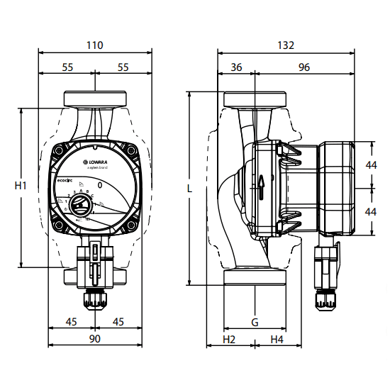 Lowara Ecocirc L+ 25-8/130 Domestic Circulating Pump | Complete Pump ...
