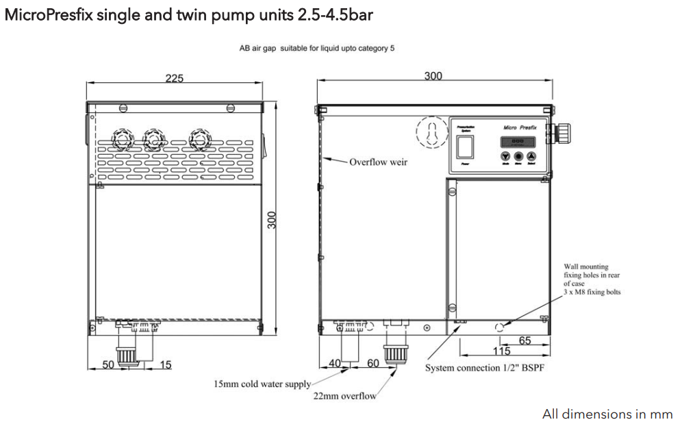 Lowara Micro Presfix 140 Single Pump Pressurisation Unit (max F/P 4 bar ...